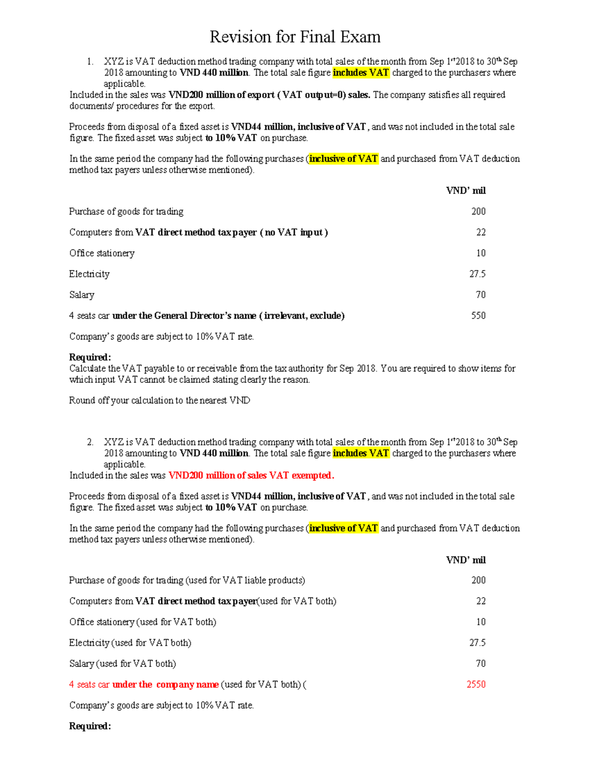 Revision Notes for CIT & VAT 2024 Final Exam Preparation - Studocu
