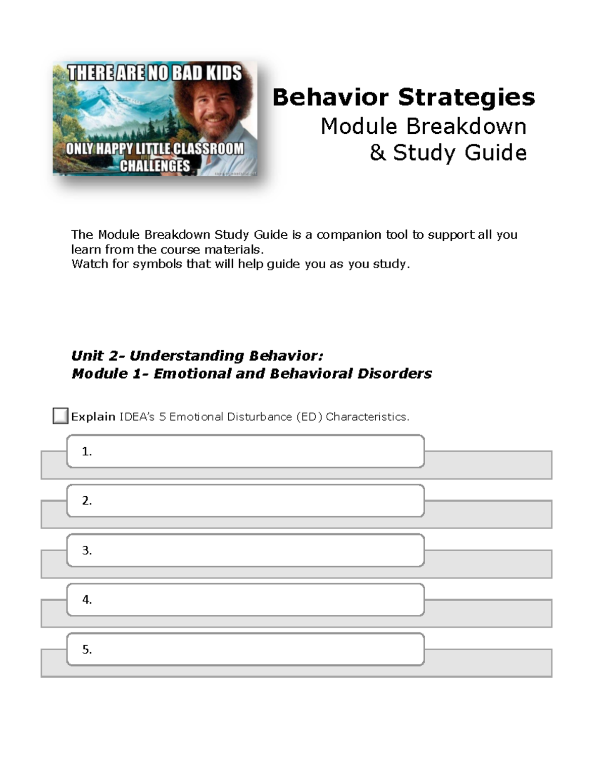 Behavior Strategies Module Breakdown Study Guide (EDUC 101) - Studocu
