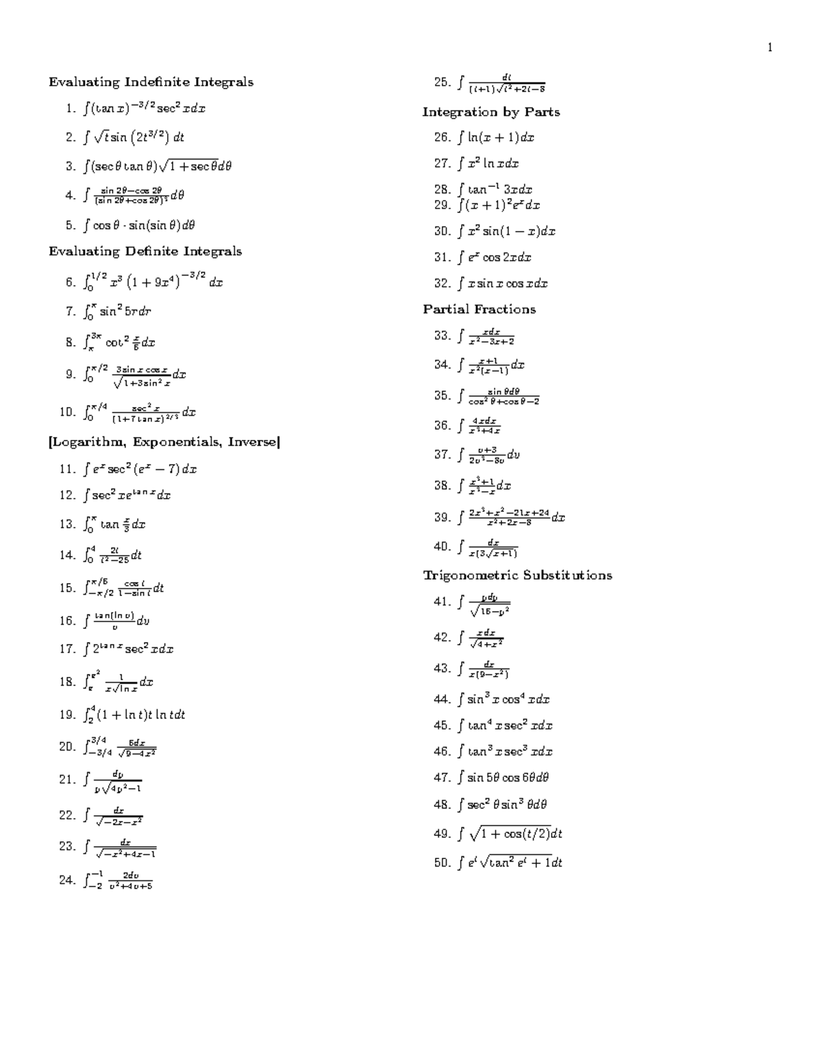 Integration Homework R: Evaluating Indefinite and Definite Integrals ...