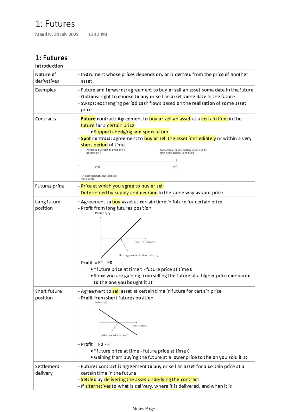 Futures Overview: Key Concepts and Calculations (FIN 101) - Studocu