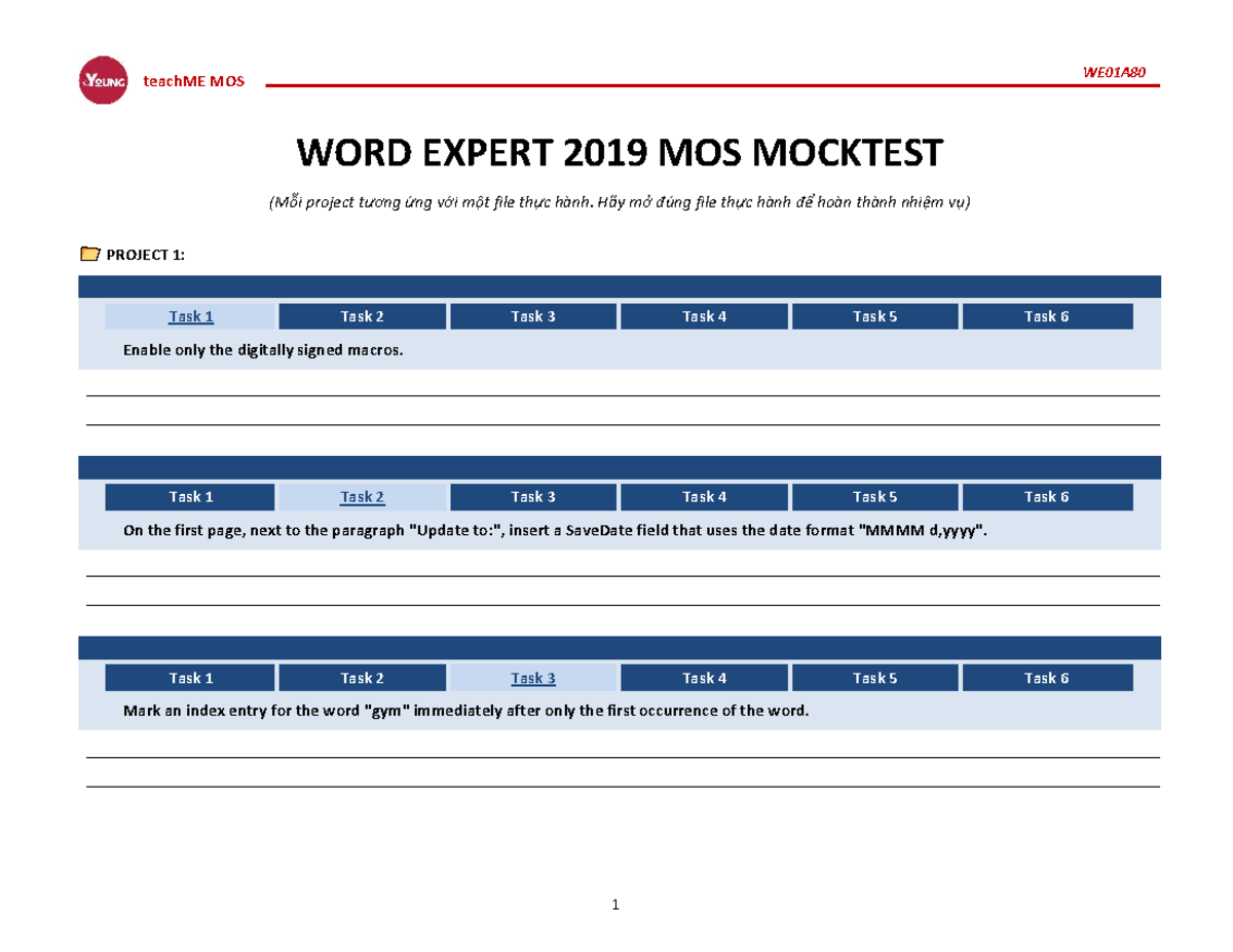 WE01A80 teachME MOS WORD EXPERT 2019 Mocktest Guide - Studocu