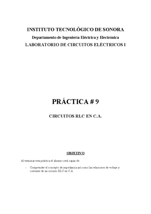 Pr ctica 2 - ....... - INSTITUTO TECNOLÓGICO DE SONORA Departamento de Ingeniería Eléctrica y ...
