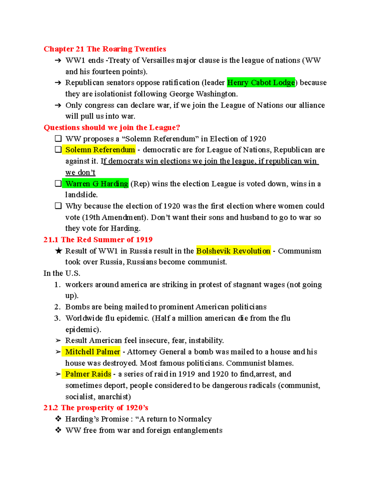 Chapter 21: The Roaring Twenties - An Era of Change and Controversy ...