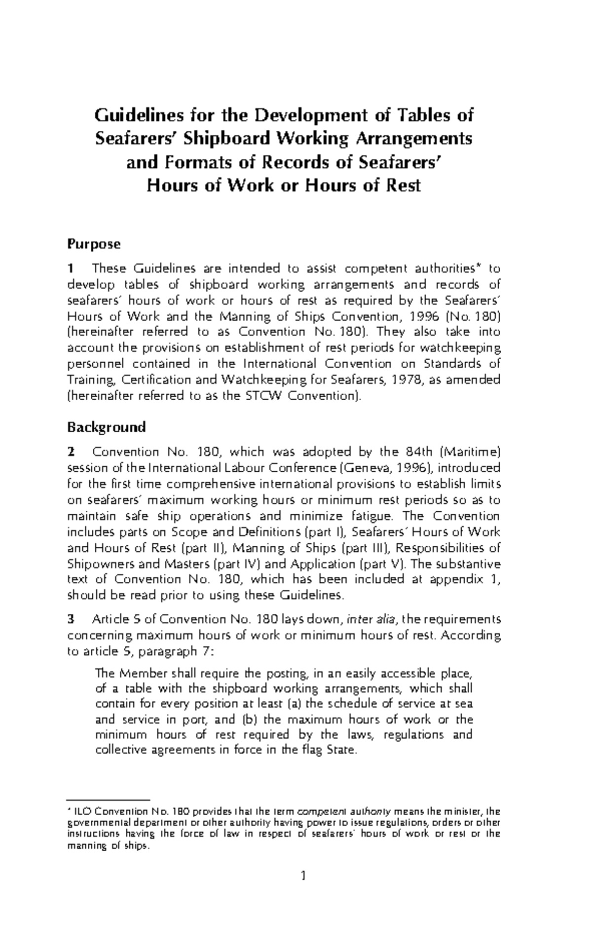 Guidelines for Shipboard Working Arrangements: ILO-IMO Hours of Rest ...