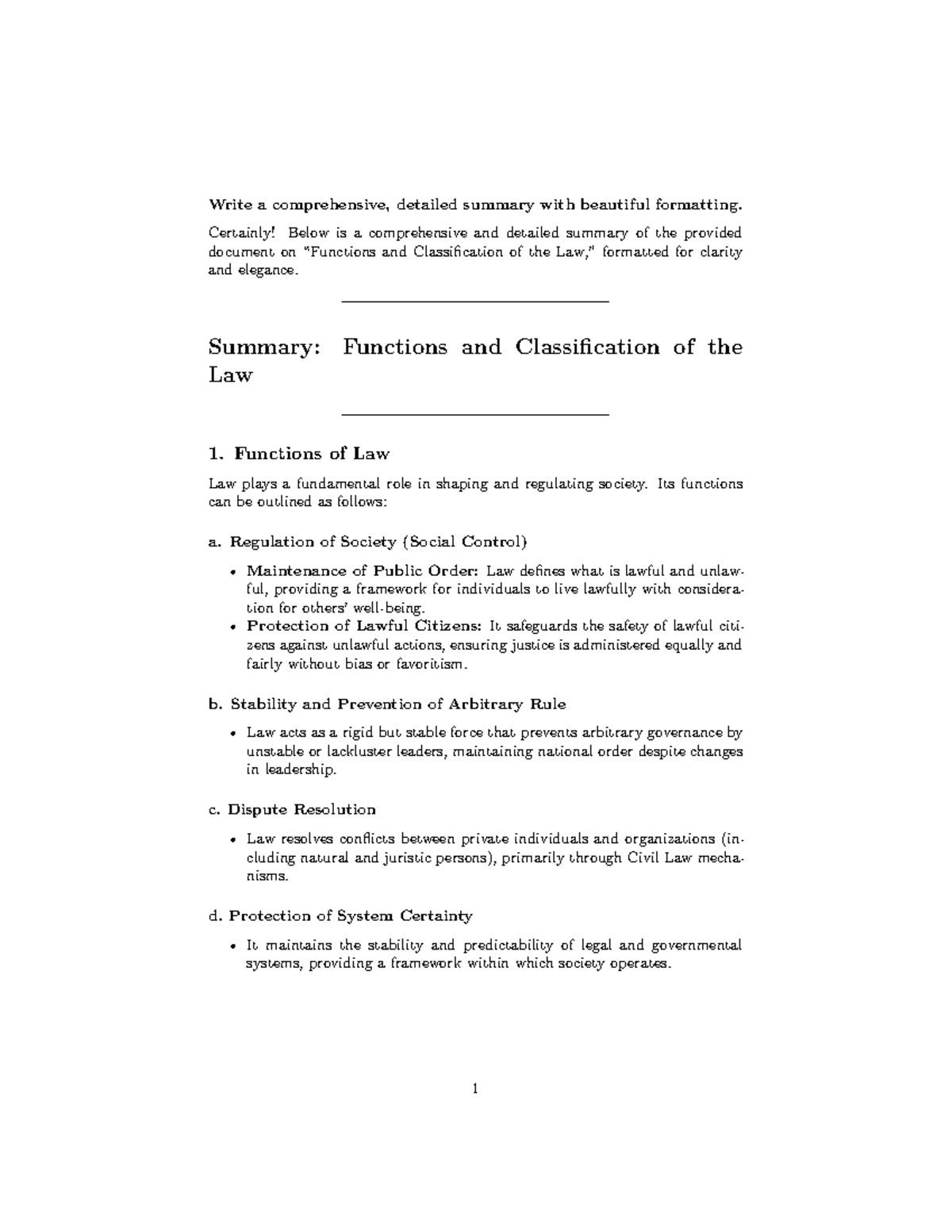 Functions and Classification of Law - Lesson 2 (LAW101) - Studocu