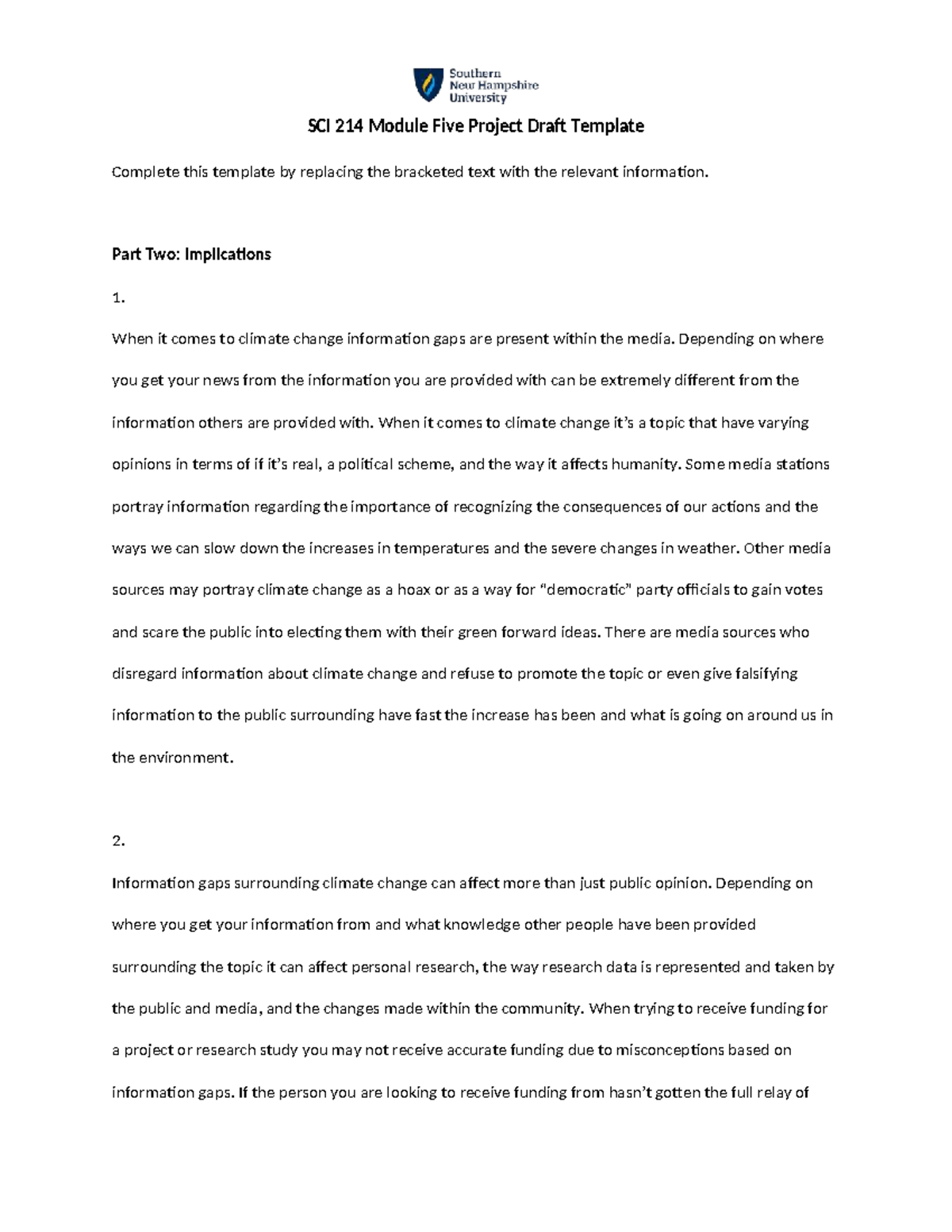 SCI 214 project draft m - SCI 214 Module Five Project Draft Template ...