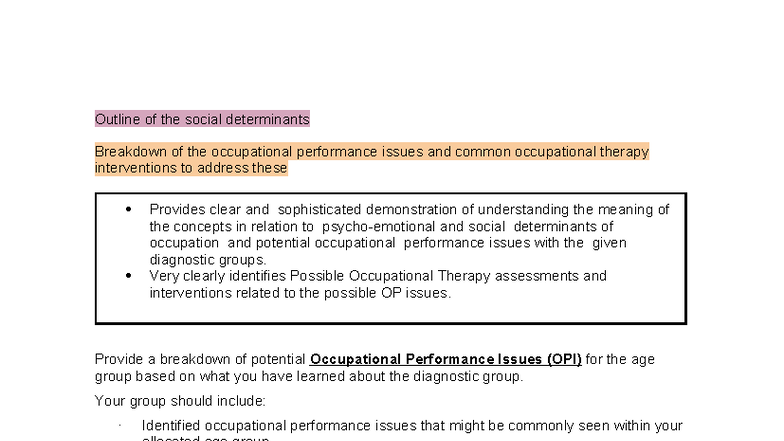 OT 101: Social Determinants & Occupational Performance Issues in ...