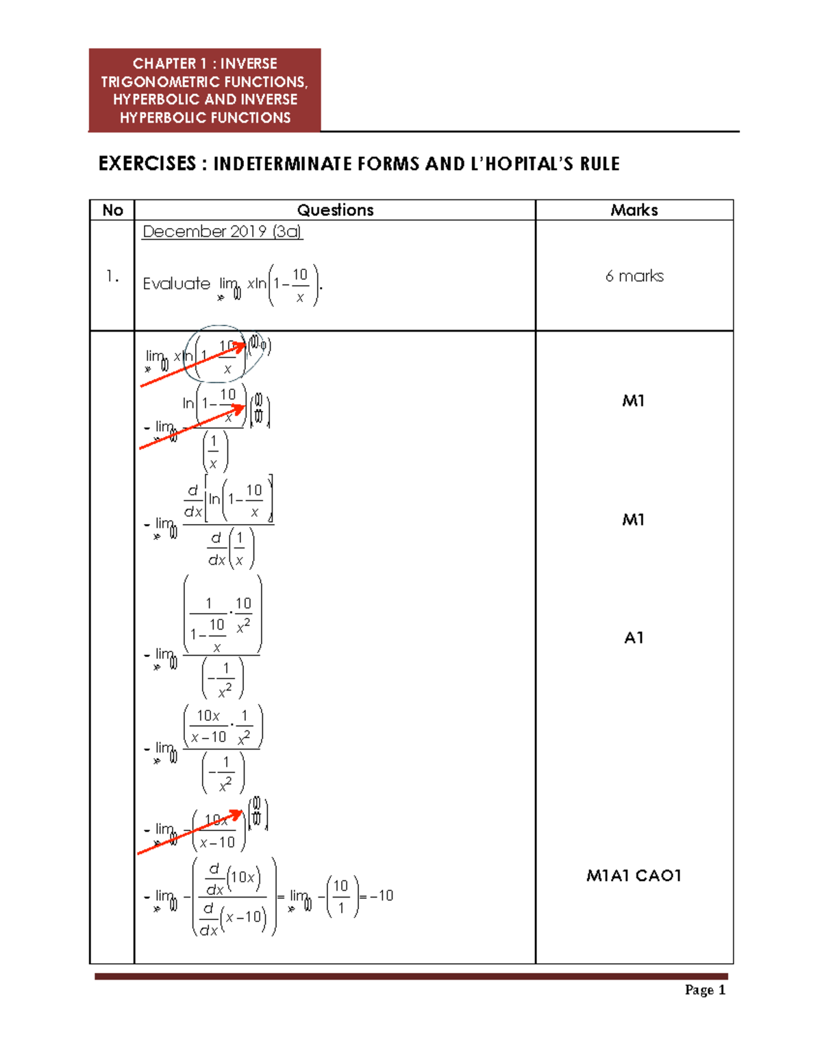 CHAPTER 1: INVERSE TRIGONOMETRIC & HYPERBOLIC FUNCTIONS EXERCISES - Studocu