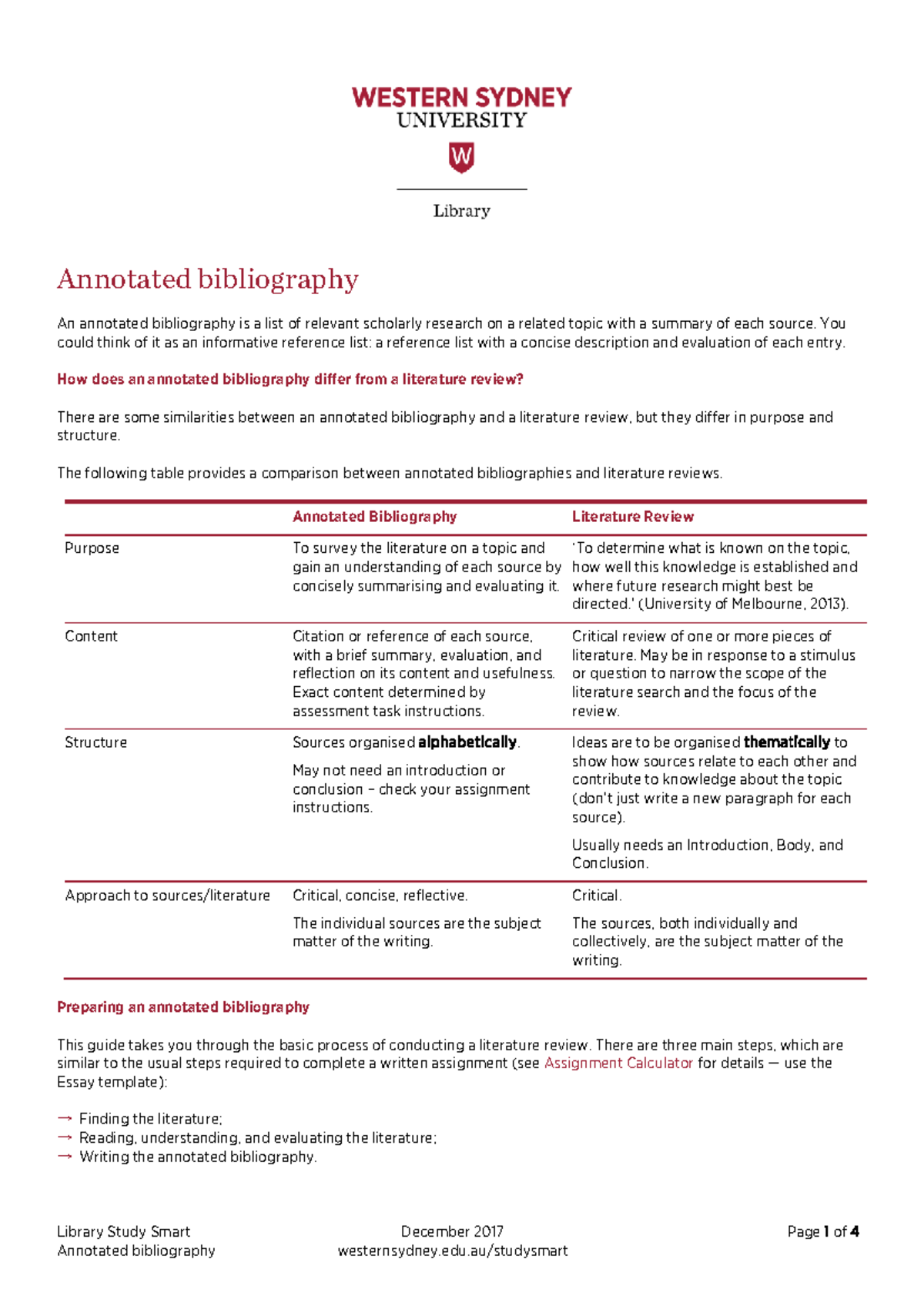 Annotated Bibliography Guide for WSU Students - Studocu