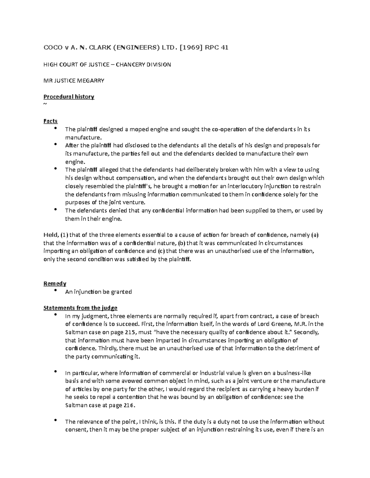 COCO v A. N. CLARK - Detailed Case Brief Analysis & Judgment Summary ...