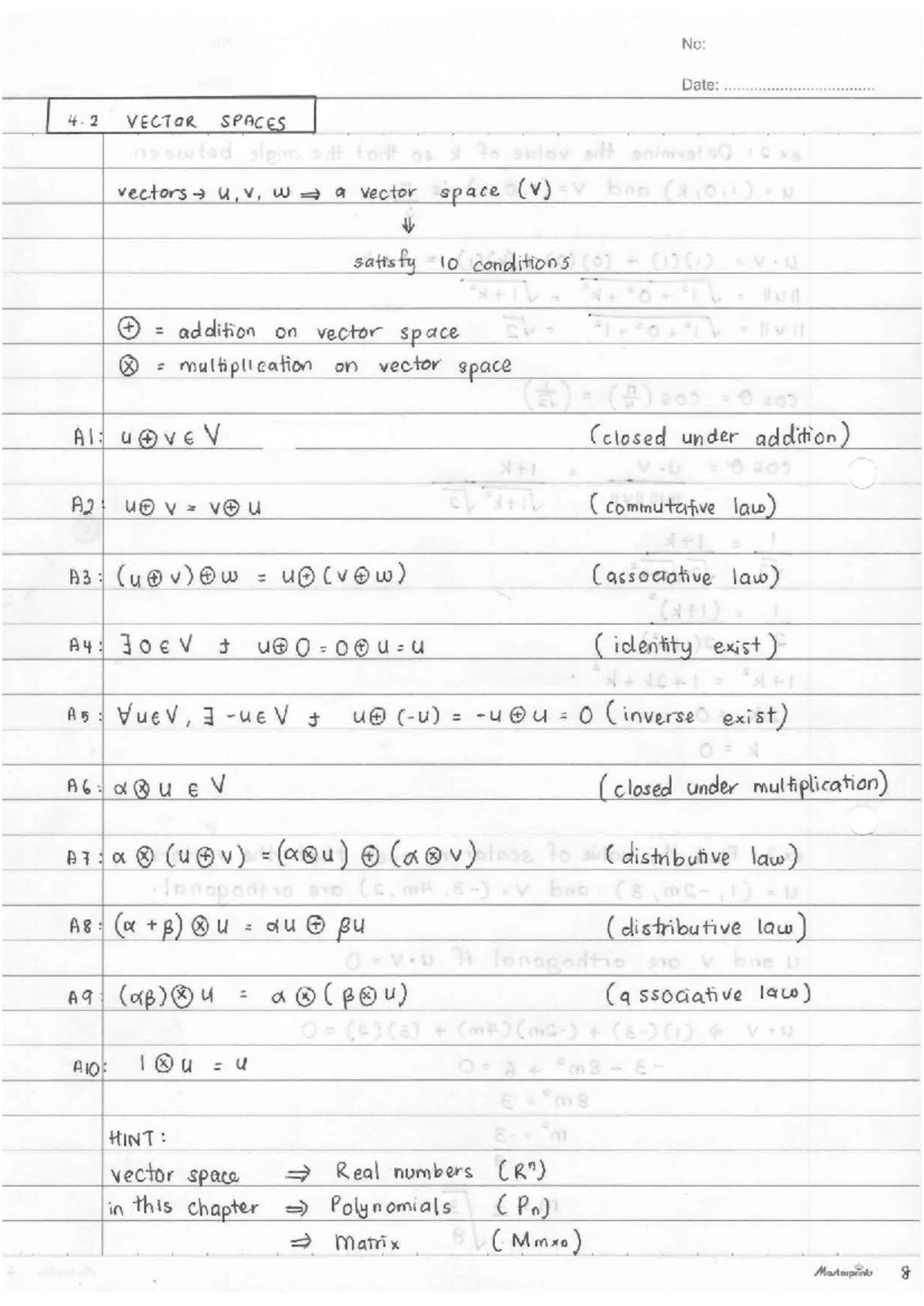 4.2 Vector Spaces: Conditions and Examples of Vector Spaces - Studocu