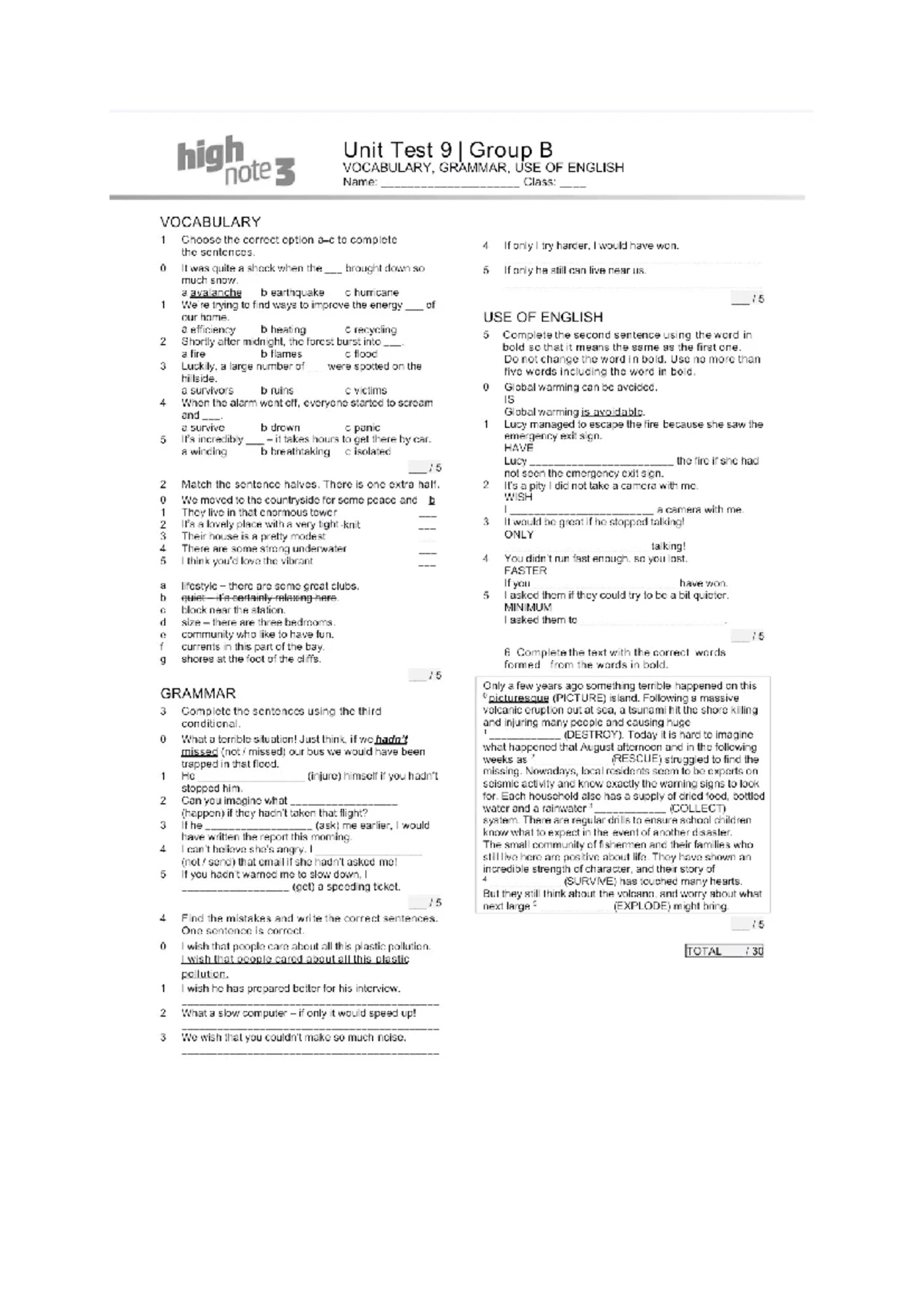 Junior Explorer 4 Unit 6 Test B - Listening, Reading, Vocabulary ...