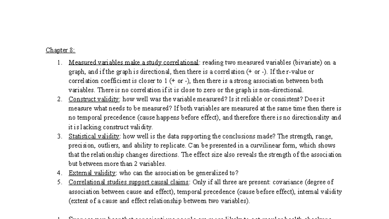 Research Methods Exam 3 Notes: Correlation, Validity, and Causation ...