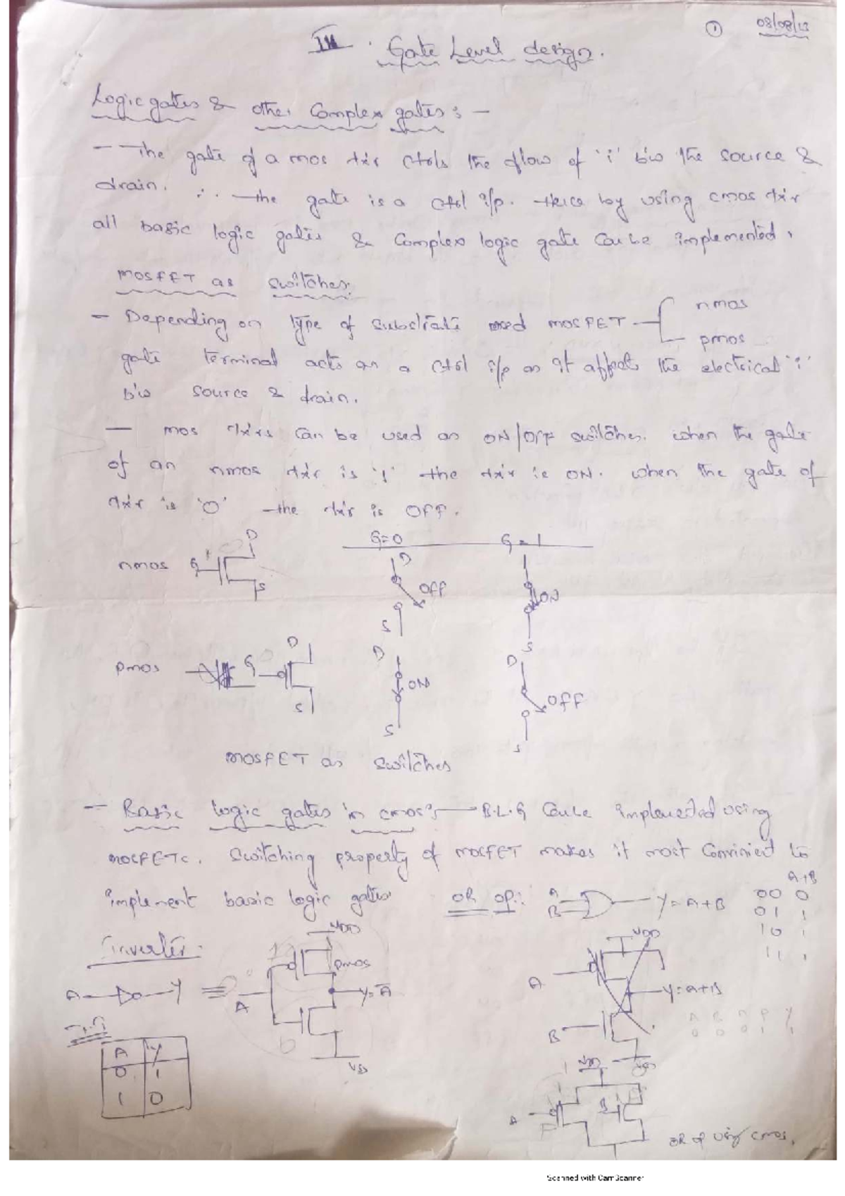 VLSI UNIT 3: Gate Level Design and CMOS Logic Gates Notes - Studocu