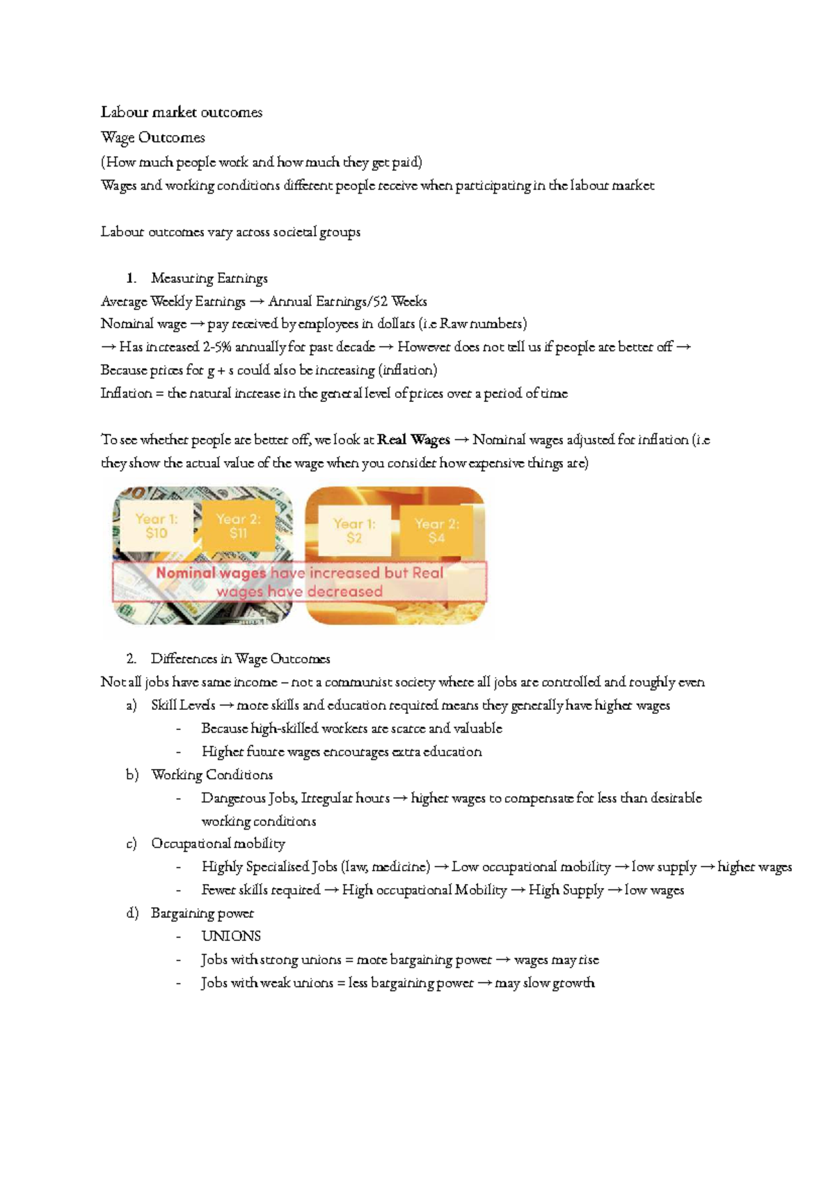Economics - Labour Market Outcomes: Wage Trends and Inequalities - Studocu