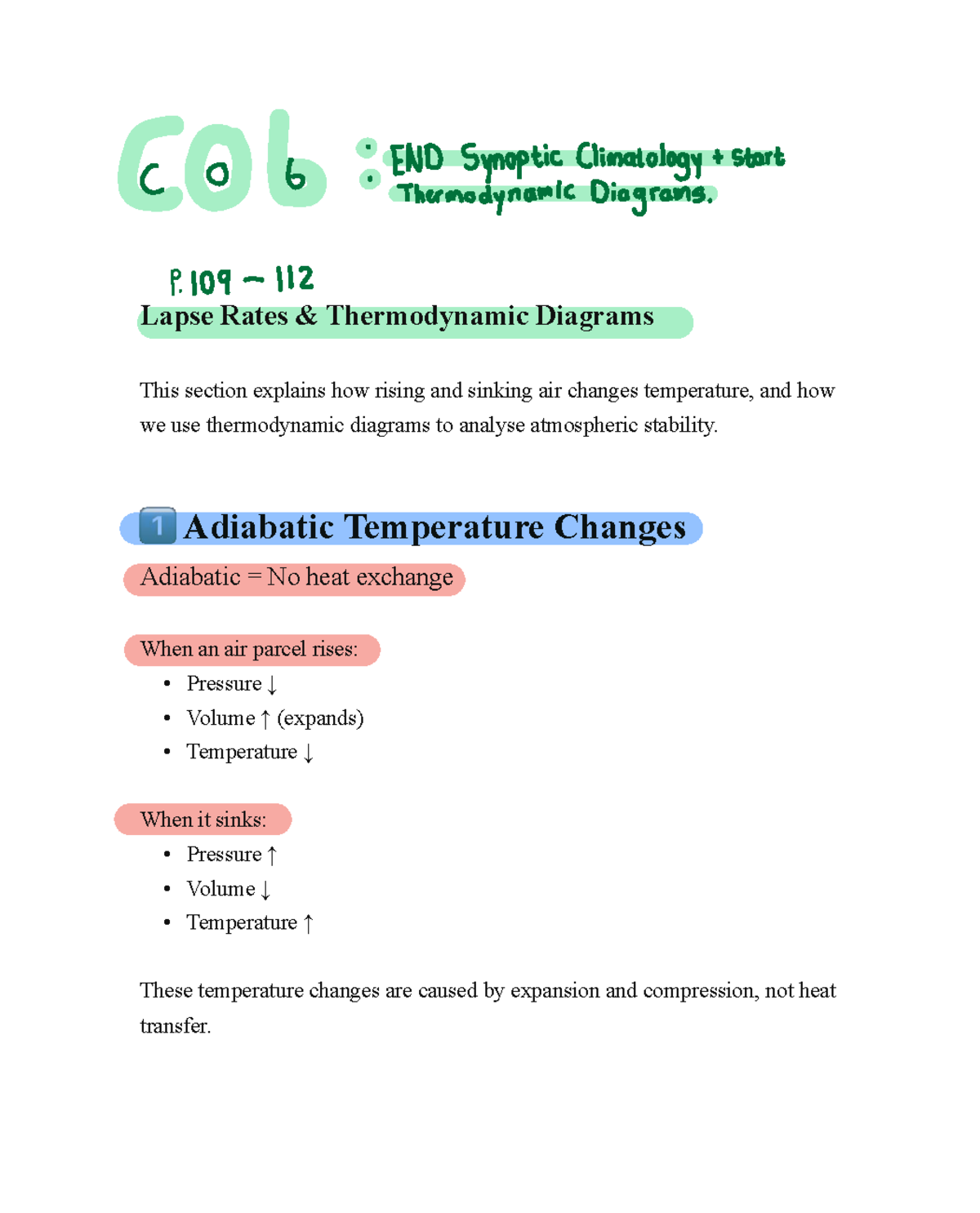 GEO C06 - Lapse Rates and Thermodynamic Diagrams Class Notes - Studocu
