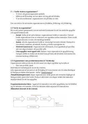 Summering av organisering och ledning - Organisering och Ledning 1 ...