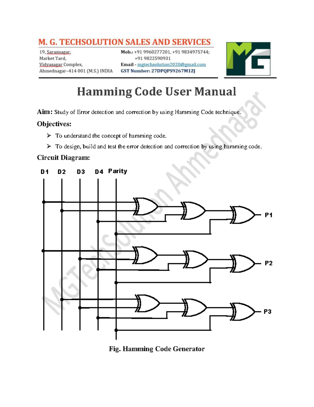 Hamming Code Error Detection and Correction User Manual (CS101) - Studocu
