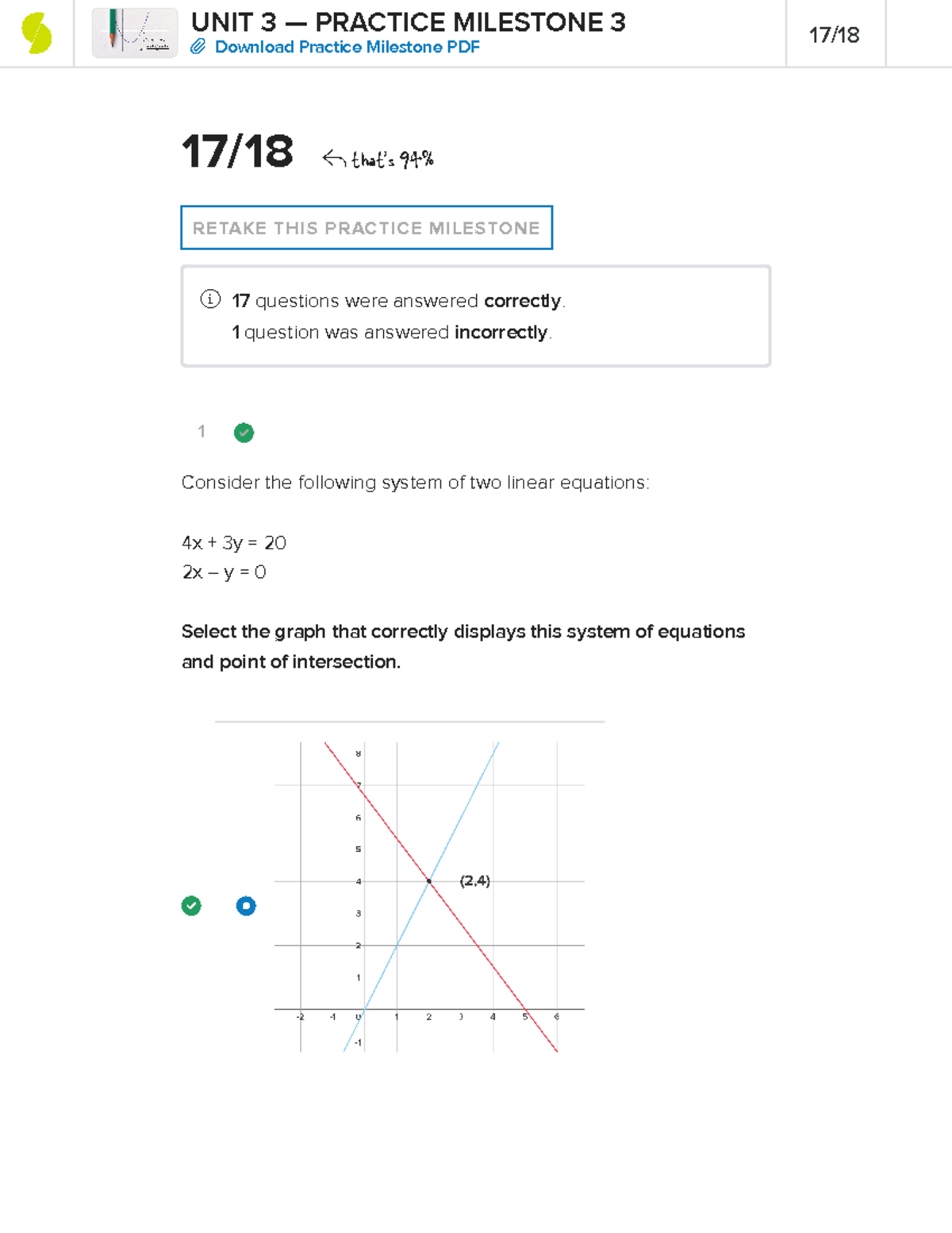 Algebra 101: Unit 3 Practice Milestone 3 Overview and Solutions - Studocu