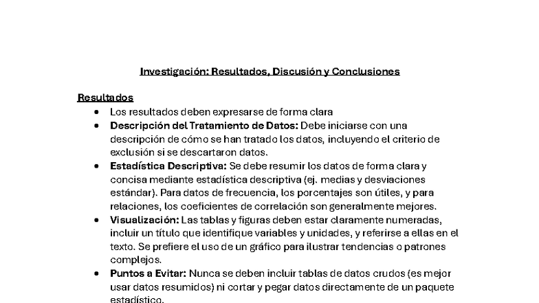 Investigación: Resultados, Discusión y Conclusiones del Estudio - Studocu