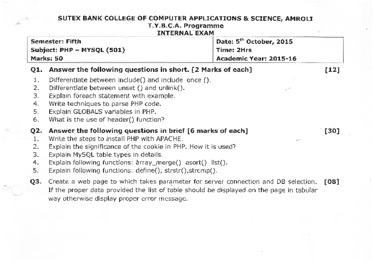 501-PHP Mysql - asas - SUTEX BANK COLLEGE OF COMPUTER APPLICATIONS ...