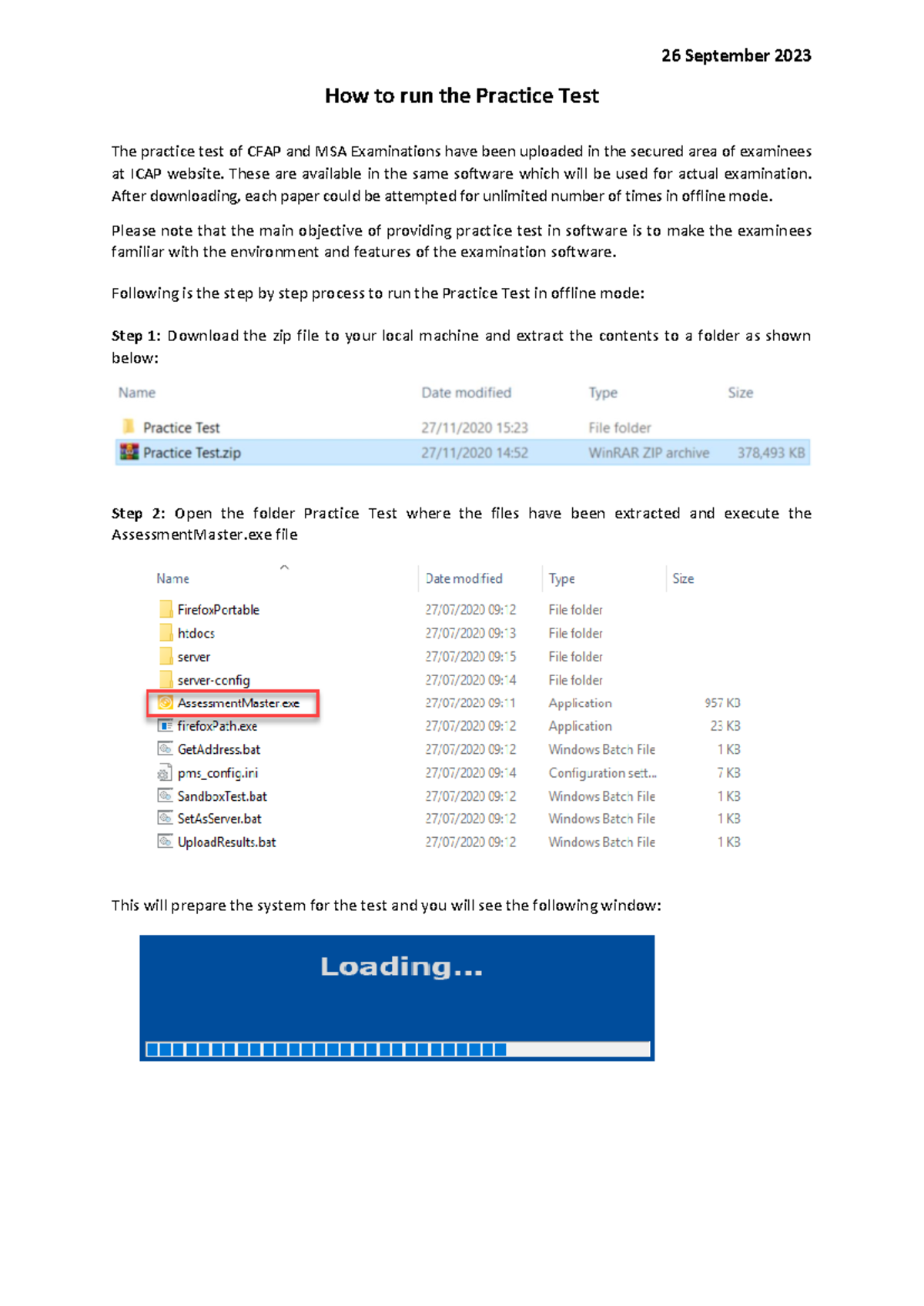 How to run the Practice Test CFAP MSA - 26 September 2023 How to run ...