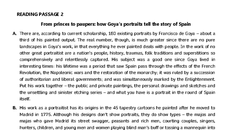 Goya's Portraits: Insights into Spanish Society and History - IELTS ...
