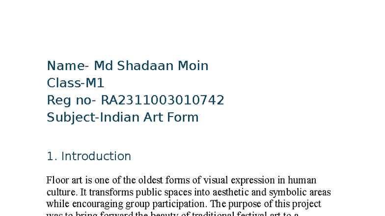 RA2311003010742 Floor Art Project: Cultural Expression & Community ...