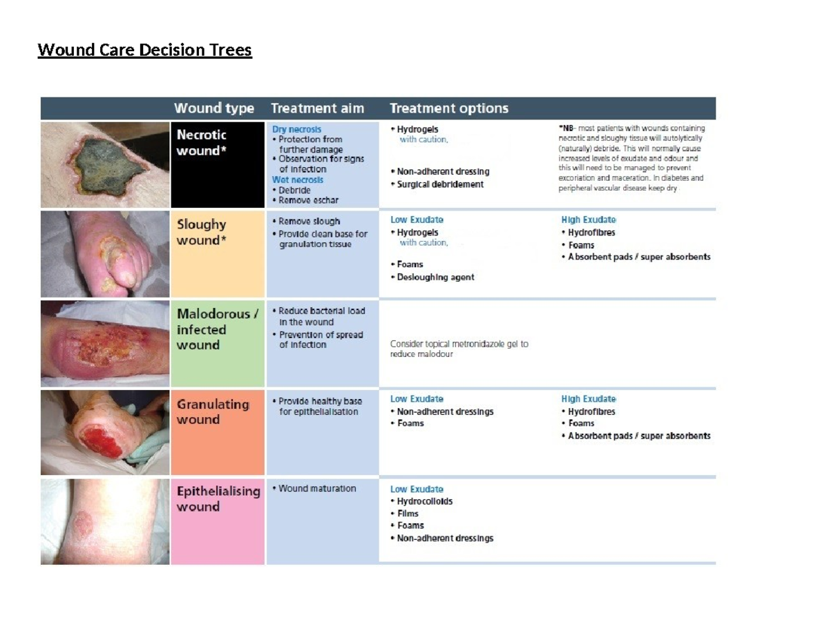 Wound Care Decision Trees: Treatment Options for Various Wound Types ...