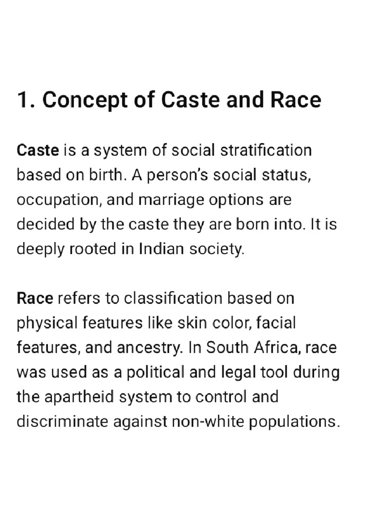 Caste and Race: A Comparative Study of India and South Africa - Studocu