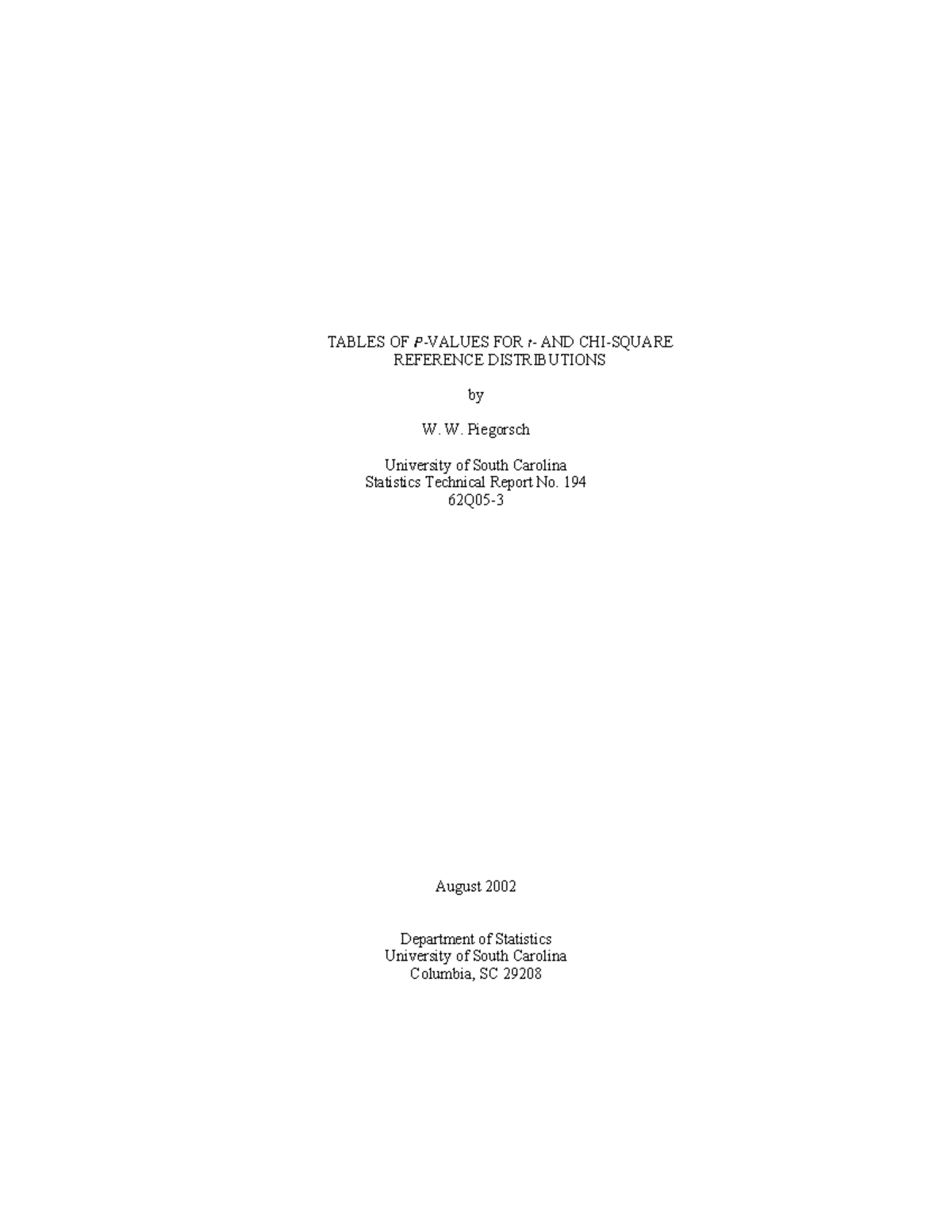 Statistical Reference Distributions: Tables & Analysis (STAT 194) - Studocu