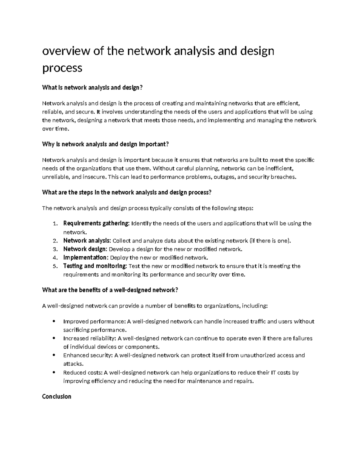 Chapter 1: Network Analysis and Design Process Overview - Studocu