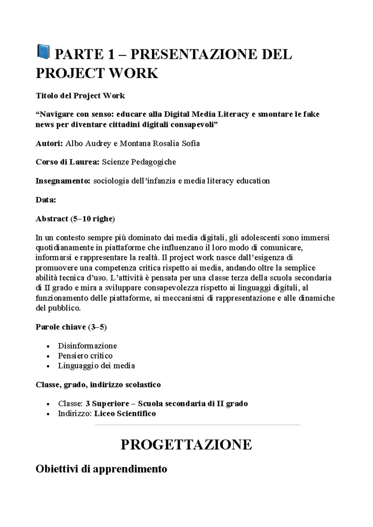 Progetto di Sociologia: Educare alla Digital Media Literacy e Fake News ...