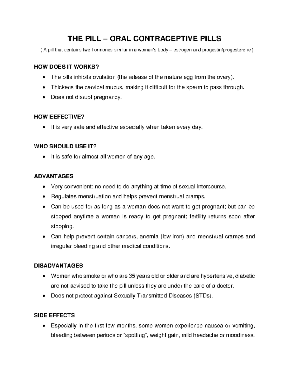 Oral Contraceptives Review: The Pill & Norifam Insights (DPMA) - Studocu
