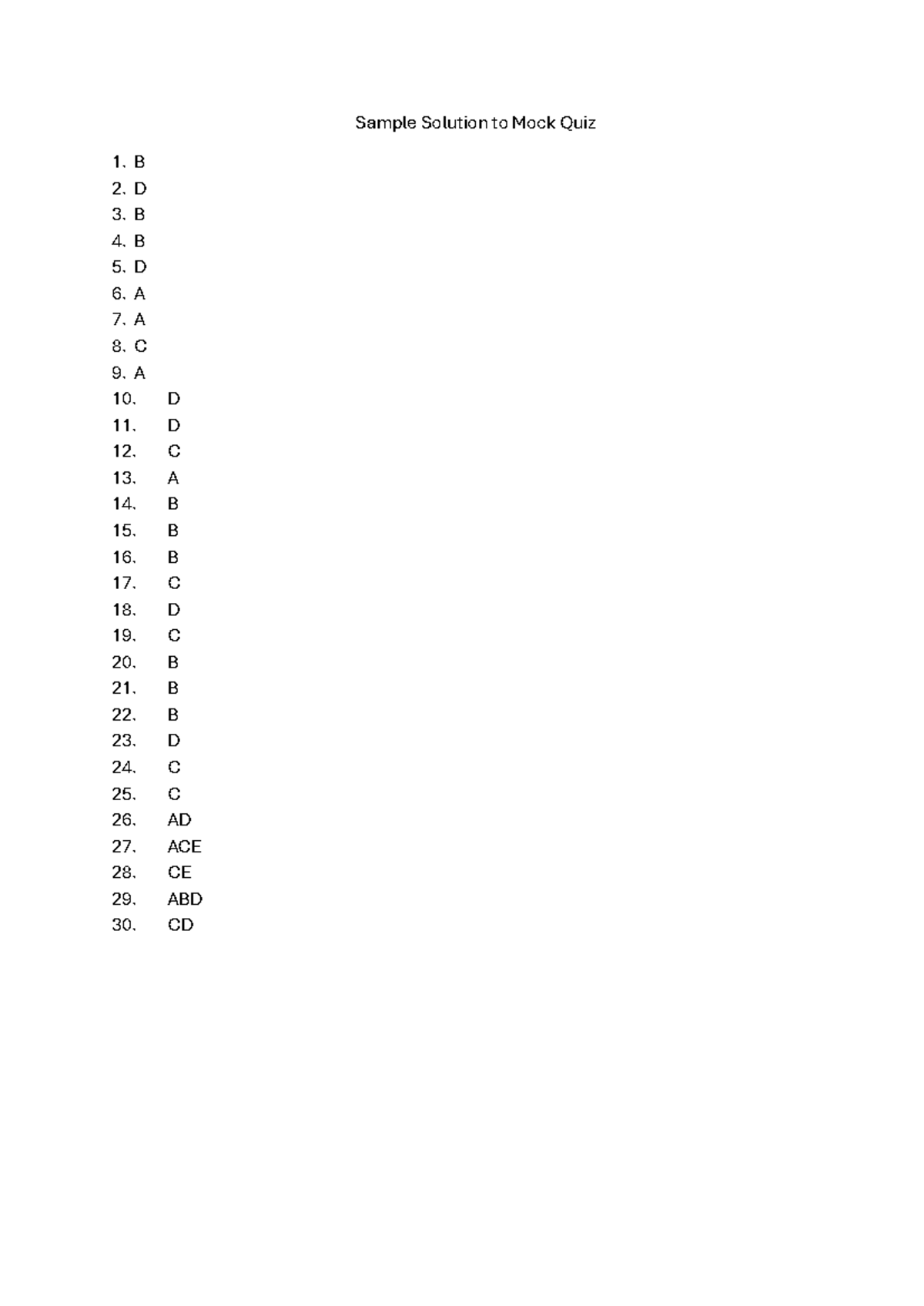 Sample Solution to Mock Quiz unlocked - Fundamentals of Internet ...