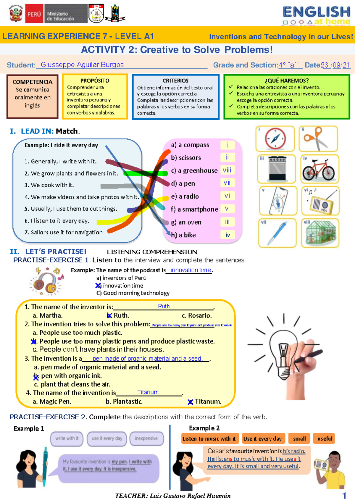 Respuestas exp 7 A1 - Activity 2: Creativity to Solve Problems ...