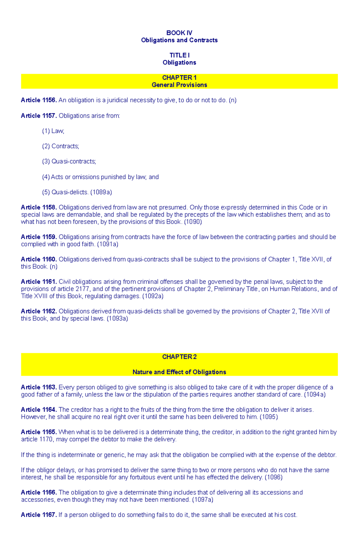 Oblicon-Codal - Lecture Notes on Obligations (1156-1430) - Studocu