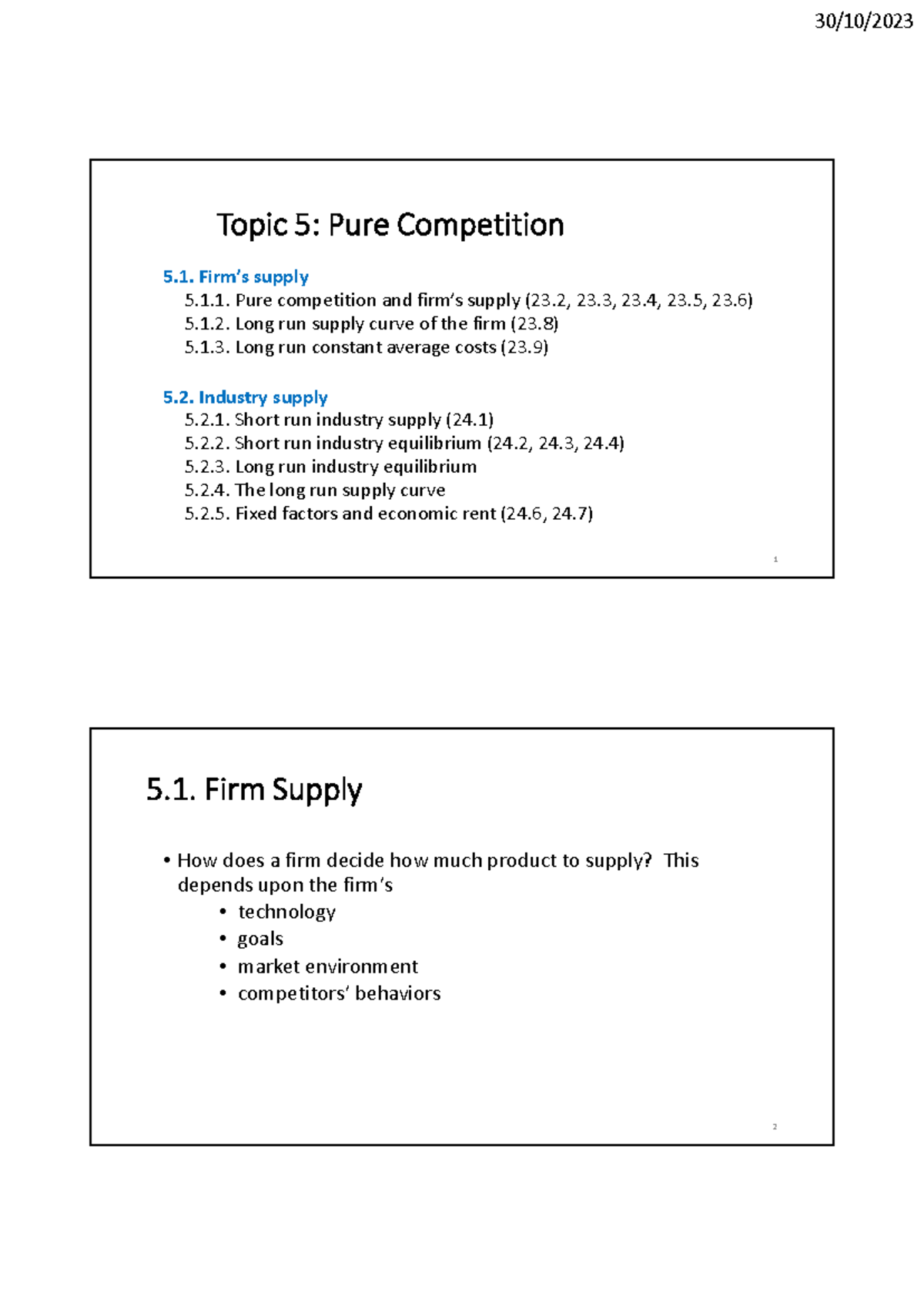 Topic 5: Pure Competition - Supply and Industry Equilibrium Analysis ...