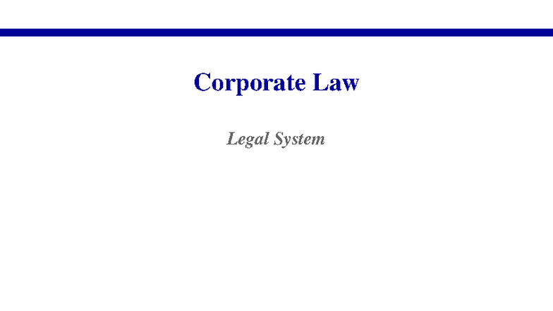 Corporate Law I: Overview of Legal Systems and Structures - Studocu
