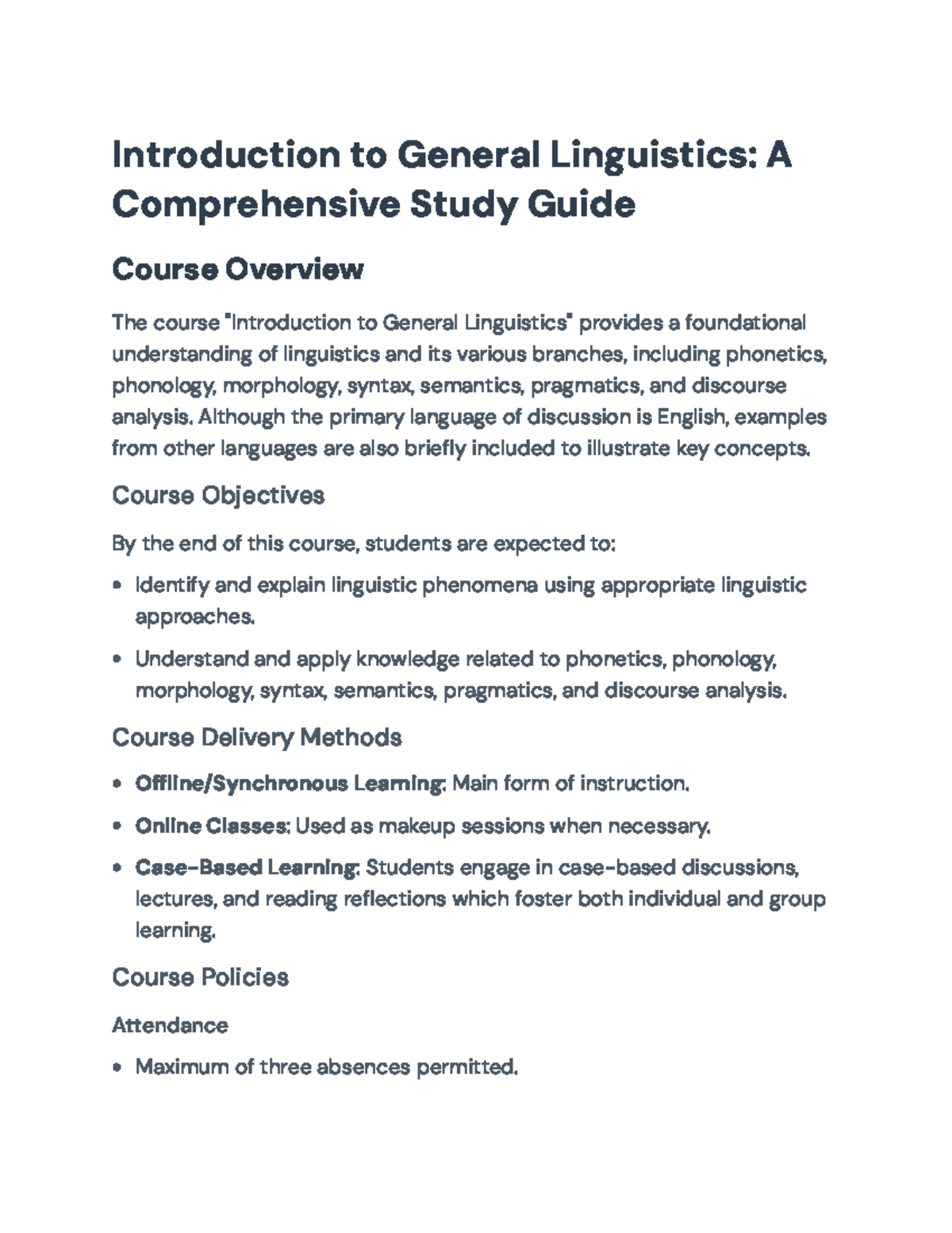 Comprehensive Study Guide for Introduction to General Linguistics ...