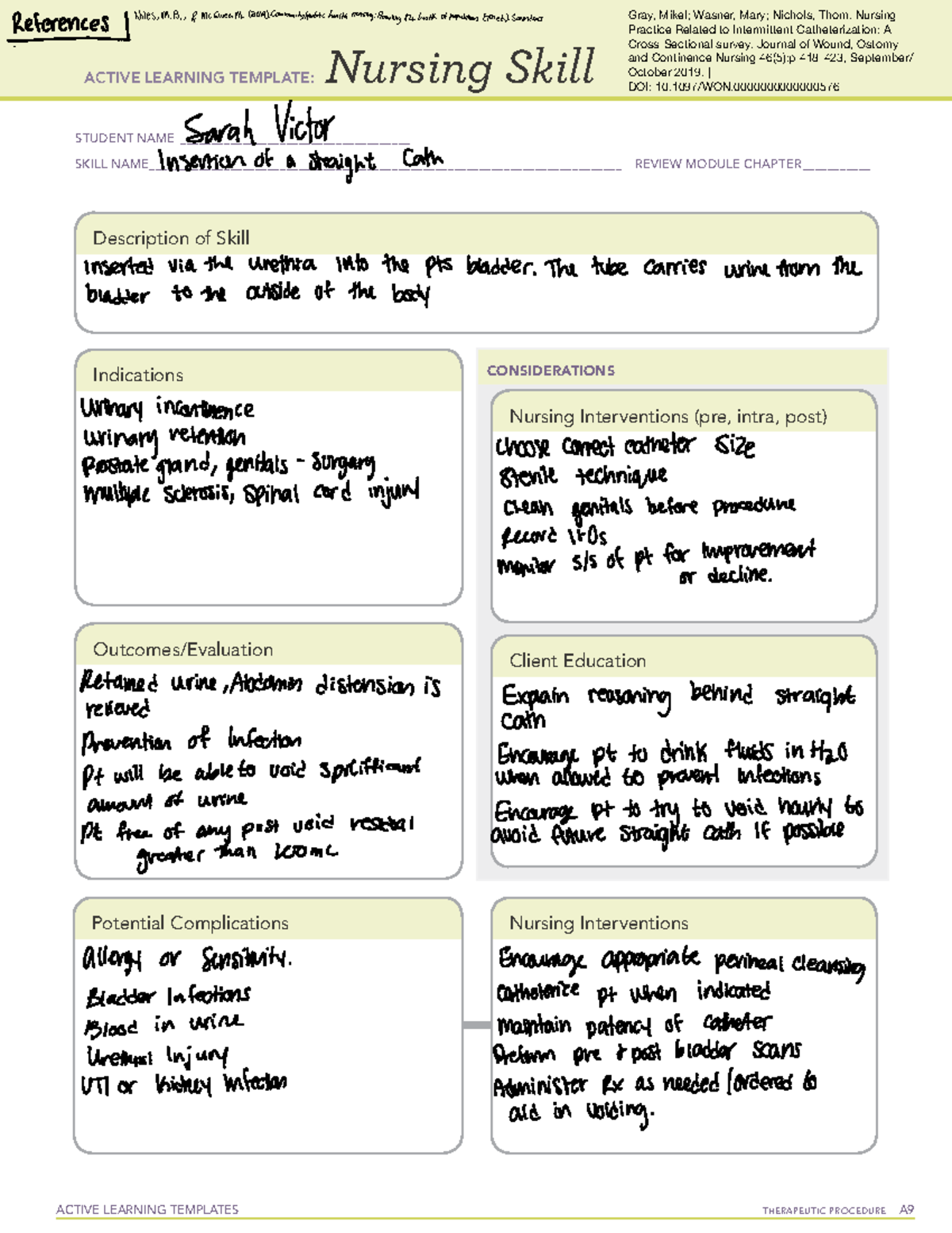 Nursing skill insurtion of a straight cath - ACTIVE LEARNING TEMPLATES ...