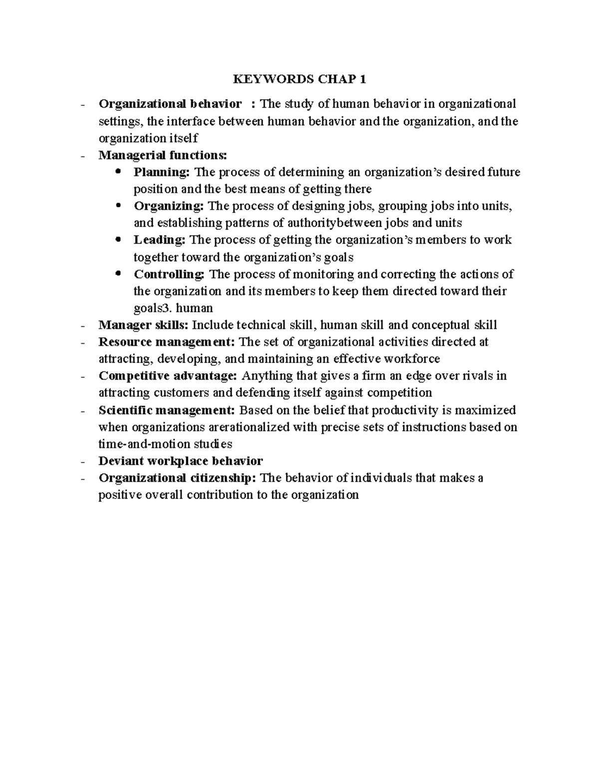 Keywords CHAP 1 - KEYWORDS CHAP 1 Organizational behavior : The study ...