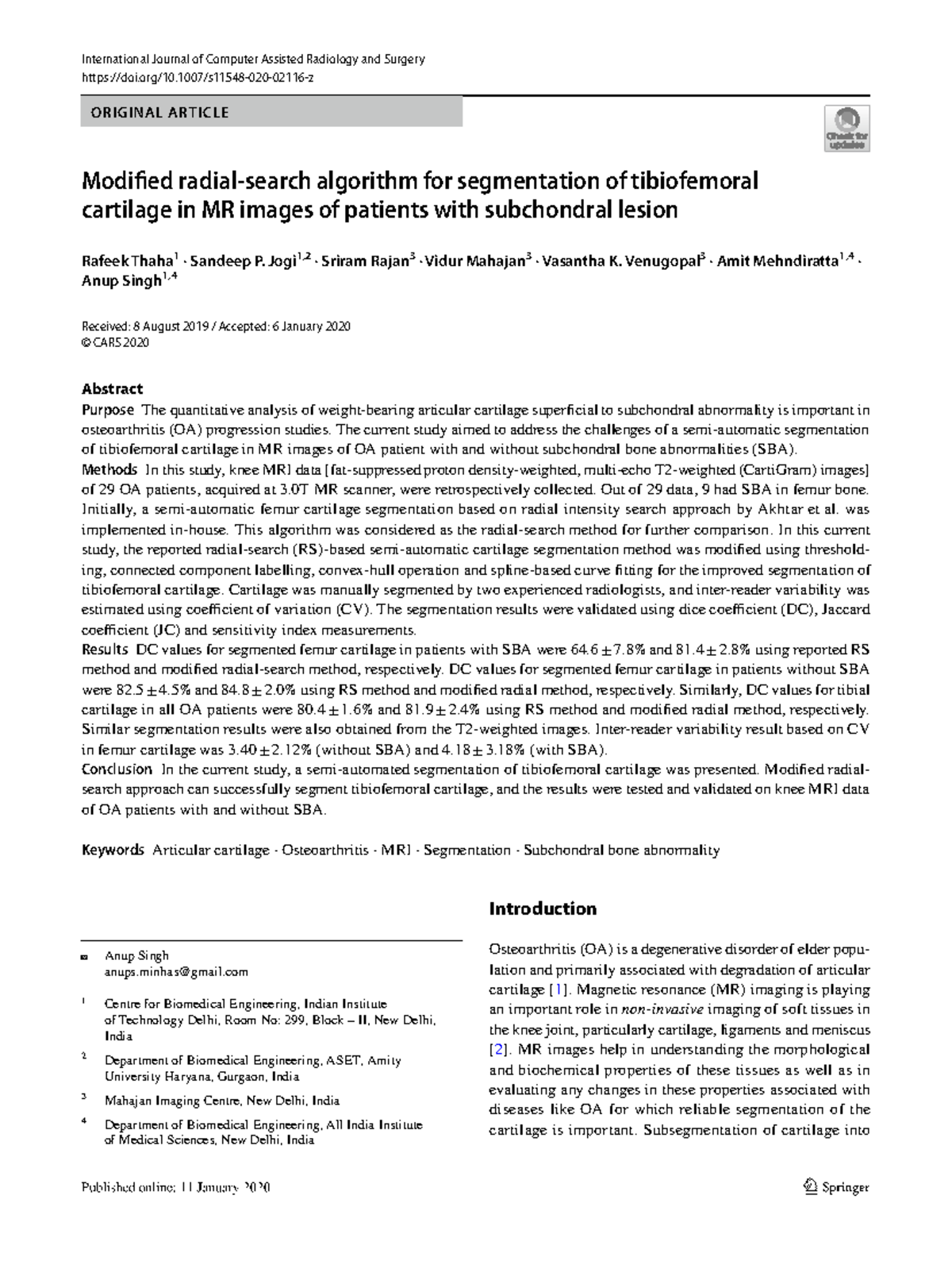 Modified Algorithm for Tibiofemoral Cartilage Segmentation in OA ...
