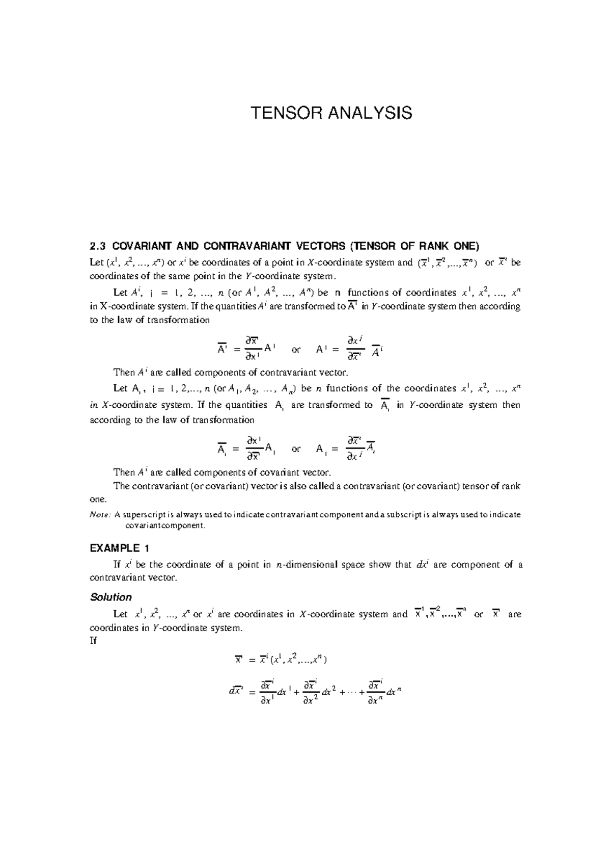 Tensor Analysis - Course Code: TENSOR 7 - Key Concepts and Examples ...