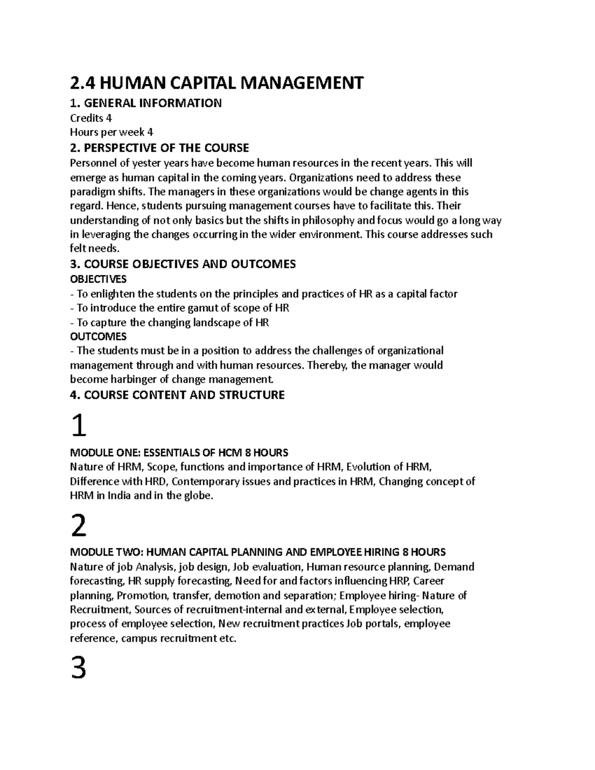 Syllabus - Lecture Notes on Human Capital Management (HCM) - Studocu