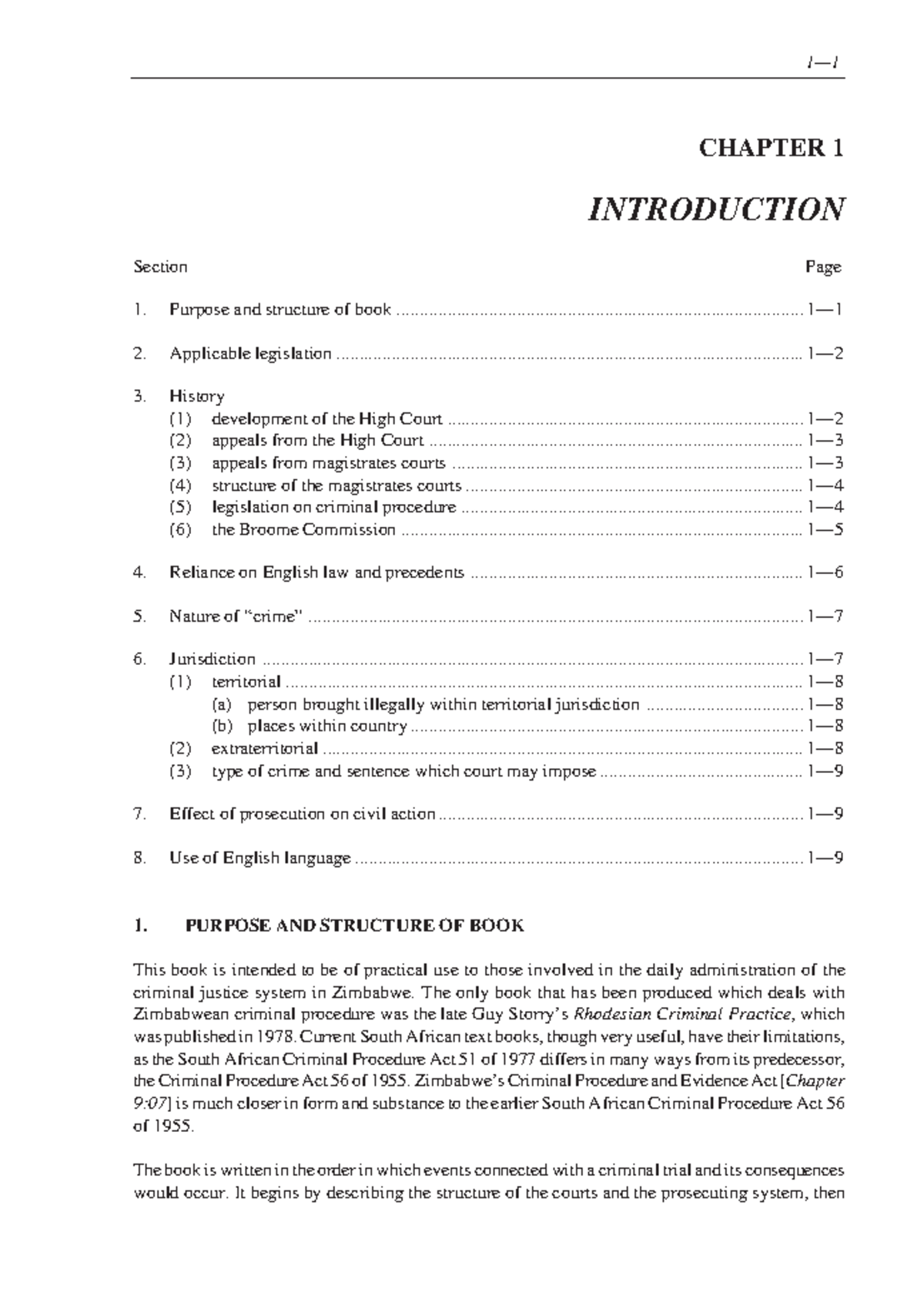 Criminal procedure - chapter 1 - CHAPTER 1 INTRODUCTION Section Page Purpose and structure of ...