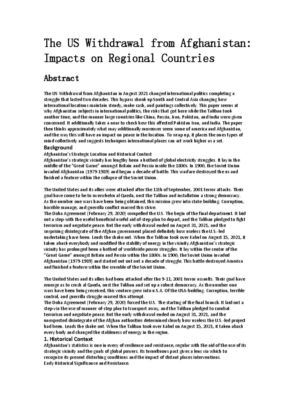 US Withdrawal from Afghanistan - This bypass shook up South and Central ...