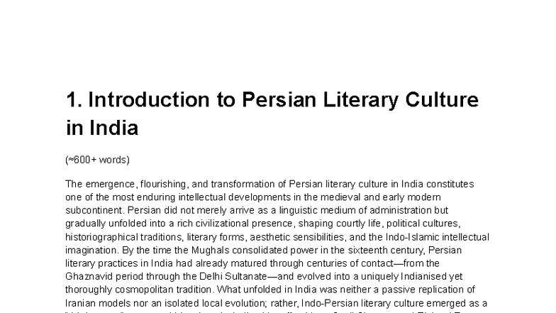 Persian Literary Culture in India: An Overview of Historical ...