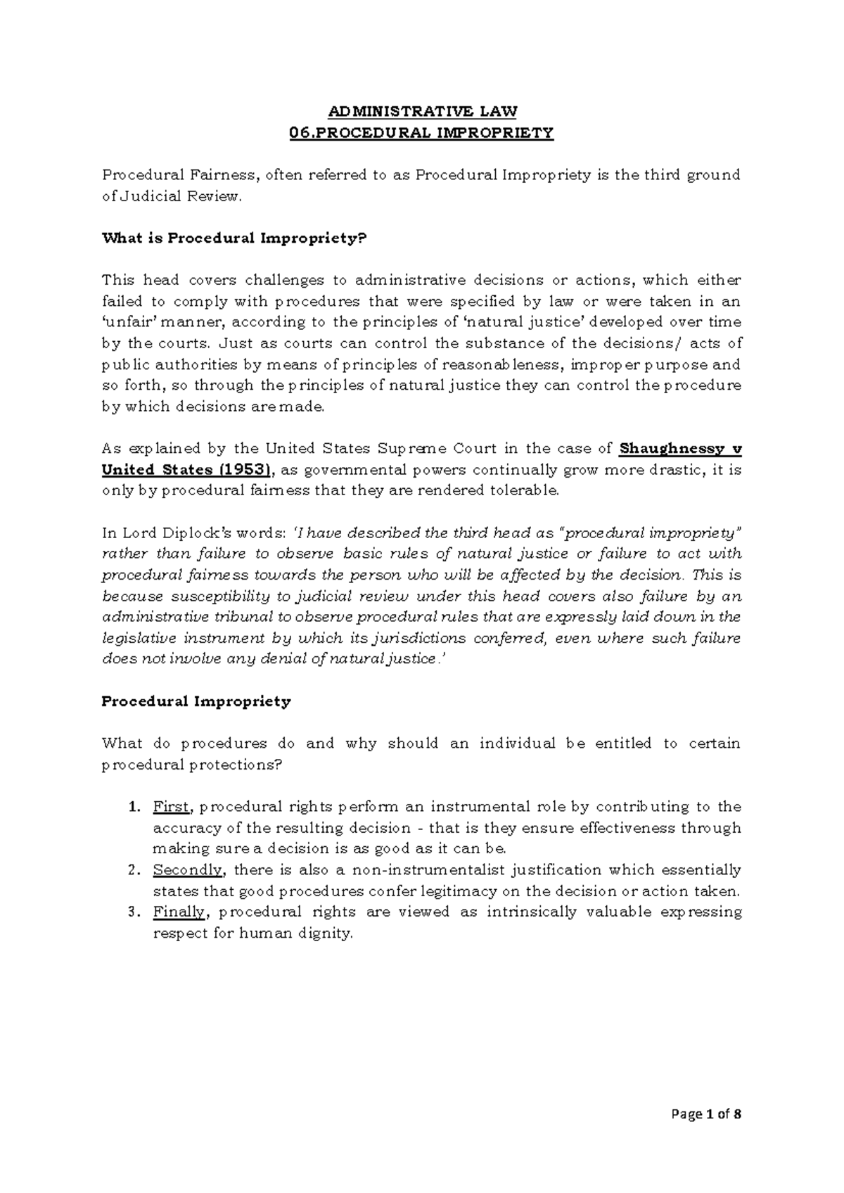 6. Procedural Impropriety - What is Procedural Impropriety? This head ...