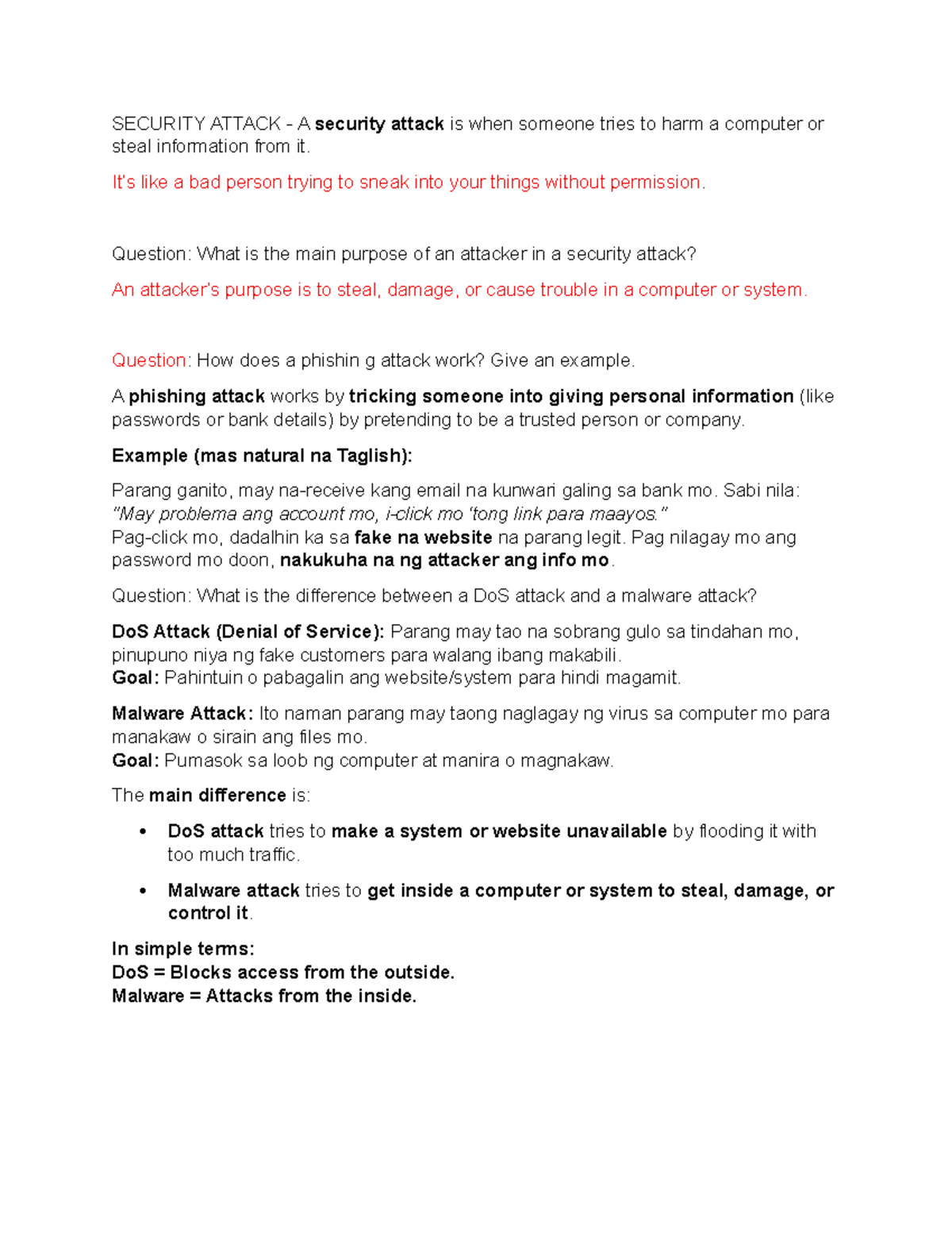 SECURITY ATTACK: Understanding Threats and Online Privacy (CS101) - Studocu